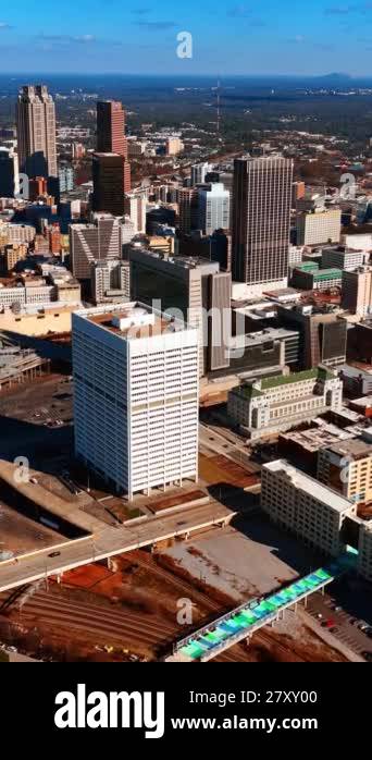 Diverse architecture in the city center with few skyscrapers standing ...