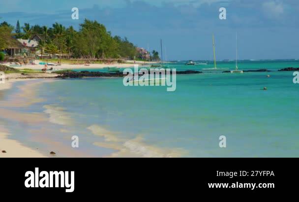 Idyllic Tropical Beach in Mauritius: Turquoise Waters and White Sand ...