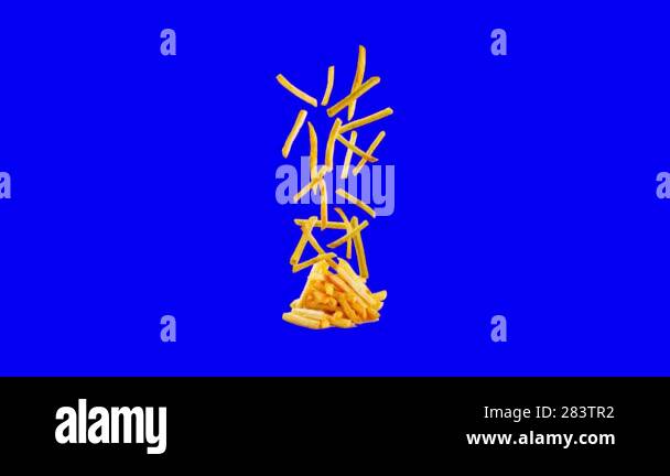 French fries Animation restraint menu blue screen, green screenanimated ...