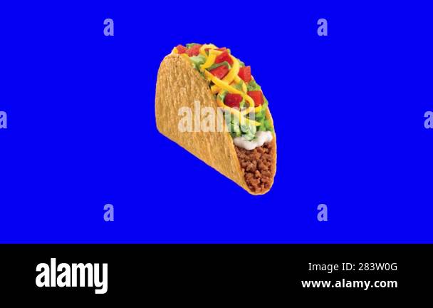 Animated Mexican tacos with vegetable. Tacos restaurant menu on blue ...
