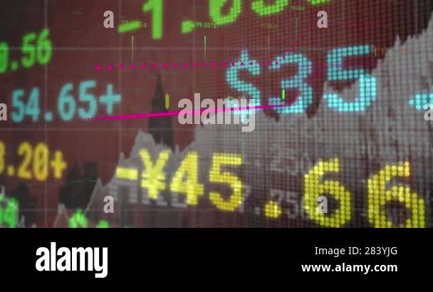 Stock market data on screens showing dynamic changes in numbers ...