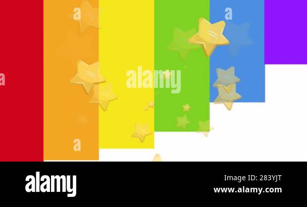 Colorful 'Love and Pride' text overlays a vibrant rainbow background ...