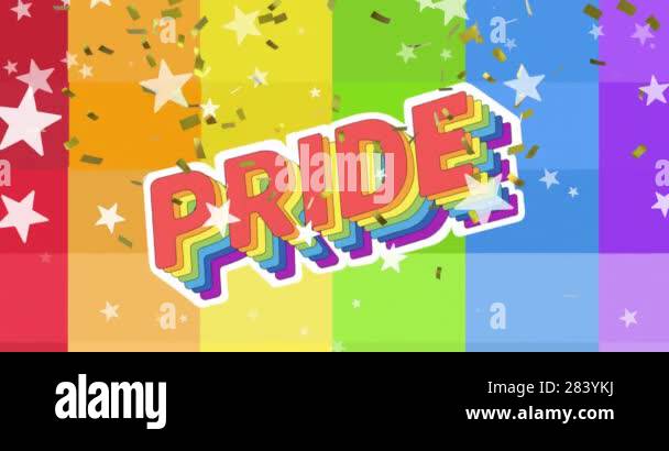Vibrant pride lettering pops against a colorful background. It ...