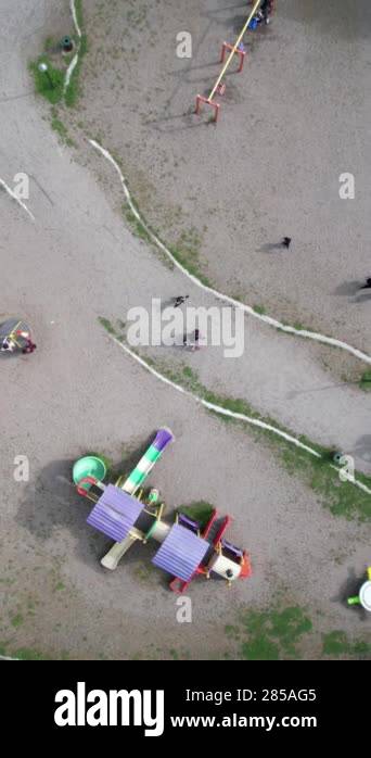 Aerial children playground, drone view of the childrens playground with ...