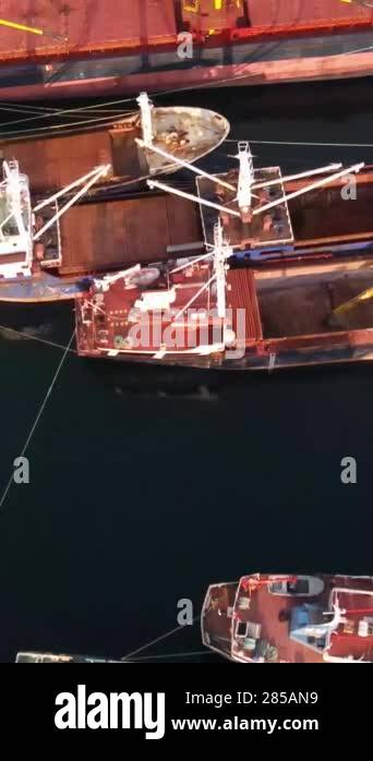 Cruise ship boat at safe harbor, boats and yachts of different sizes ...