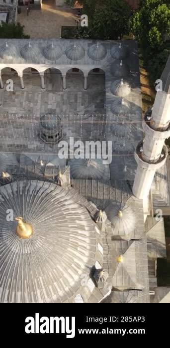 Islamic Muslim Yeni Valide Mosque Uskudar of Istanbul aerial view, the ...