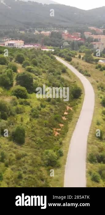 Aerial view rural scape, farmlands fields, nature variety in peak ...