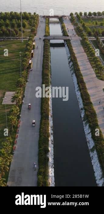Aerial view of the centrel park, summer holiday, drone view of the ...