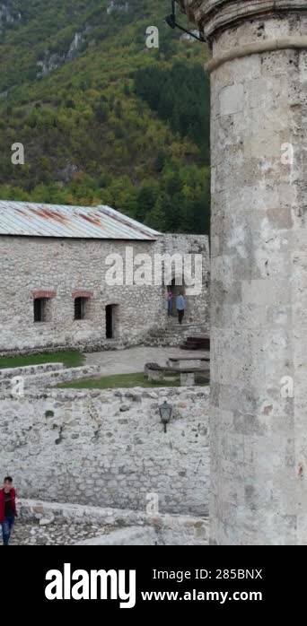 Drone view of the defense castle built by the ottomans in the city of ...