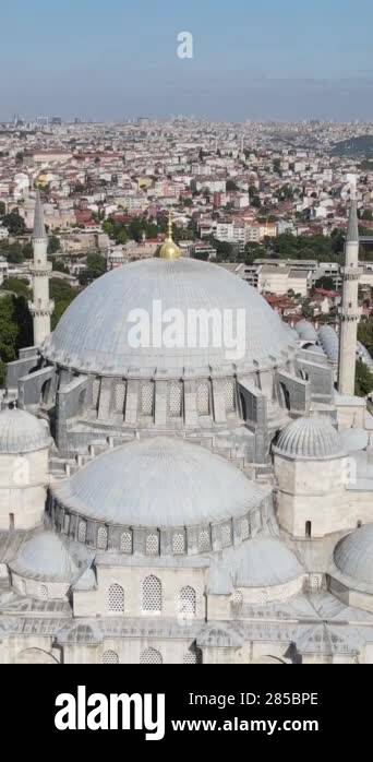Suleymaniye Cami Mosque the ancient symbols in Istanbul, aerial shot ...