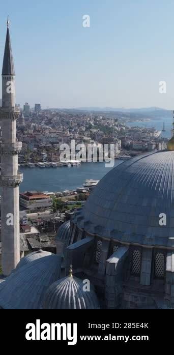 Suleymaniye Cami Mosque the ancient symbols in Istanbul, aerial shot ...
