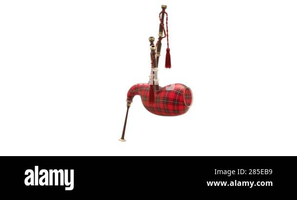 Rotation of red bagpipe - 3D animation seamlessly loopable isolated on ...