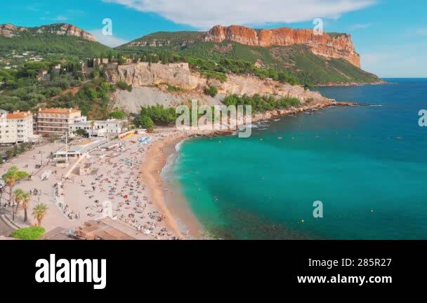 Aerial view of Cassis on the French Riviera, southern France. The scene ...