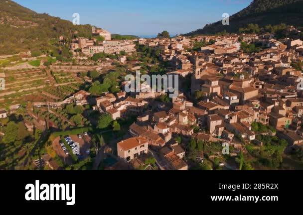 Aerial view of the Valldemossa town in Mallorca. Valldemossa ...