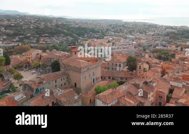 Aerial view of the charming village of Hauts de Cagnes in Cagnes-sur ...