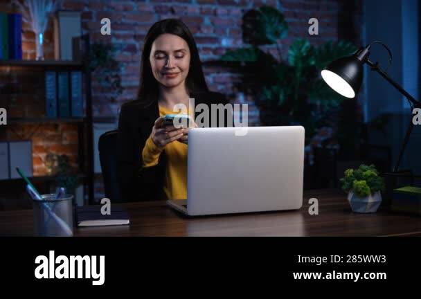 Business employee working at office. Young business woman sitting at ...