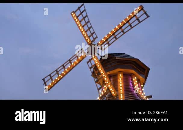 Video of a traditional illuminated windmill at the Christmas market in ...