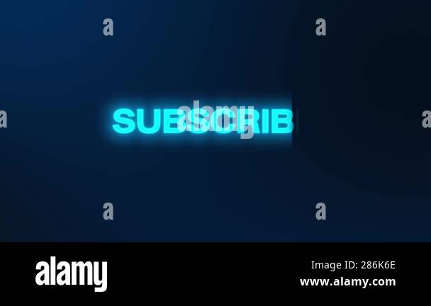 Video animation of subscription title animation in neon blue on a dark ...