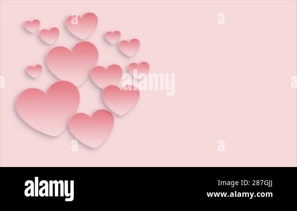 Cute romantic background with animated pink hearts swaying on a soft ...