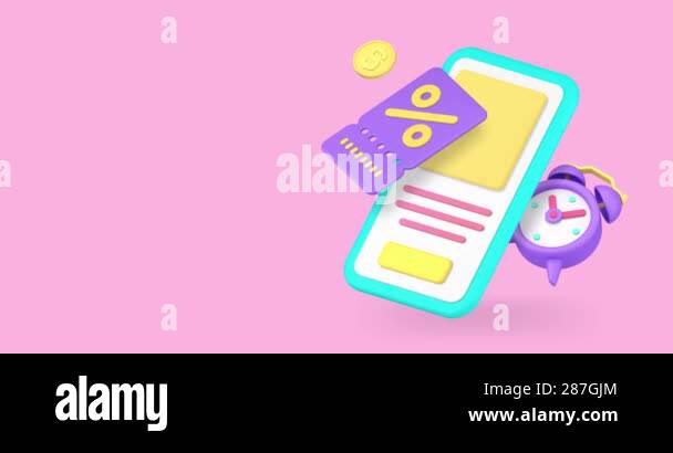 Online shopping sale discount smartphone app reminder banner copy space ...