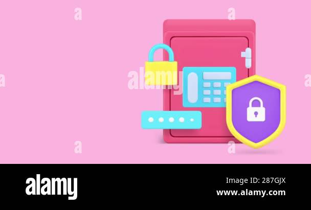 Banking security safe money treasure storage protection password 3d ...