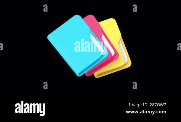 File folder stack with document datum archive paperwork 3d icon ...
