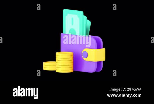 Wallet with cash money dollar banknote and golden coin banner copy ...