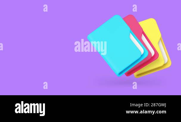 File folder stack with document datum archive paperwork 3d icon ...