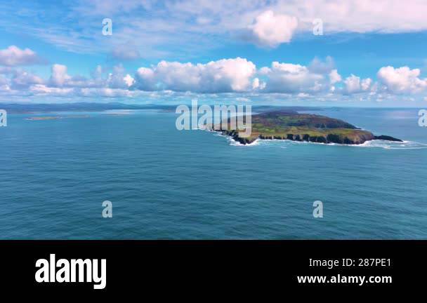 Breathtaking aerial view of the picturesque islands, the blue ocean on ...