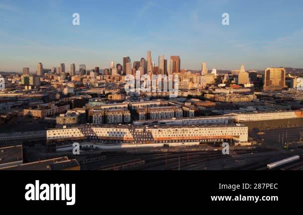 Aerial view of downtown Los Angeles, California, captured on January 2 ...