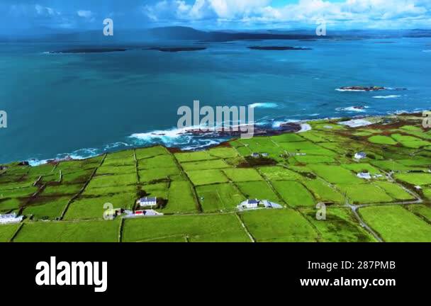 Cinematic aerial view of wild nature the world famous coastline. Scenic ...