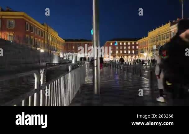 NICE, FRANCE - JANUARY 29, 2024: Night view of The Center city of Nice ...