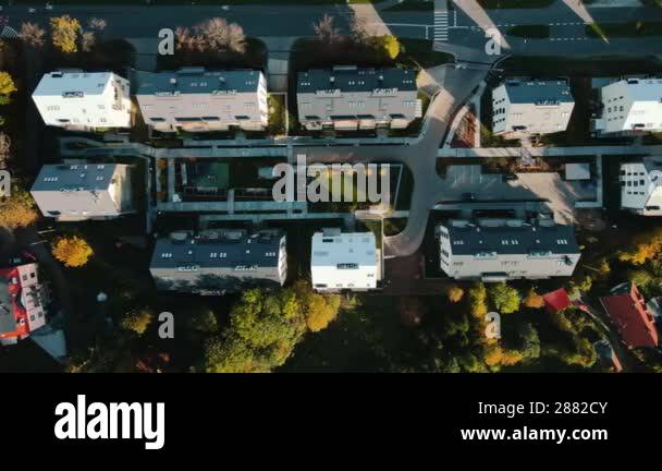 Top view of modern residential neighborhood with contemporary apartment ...