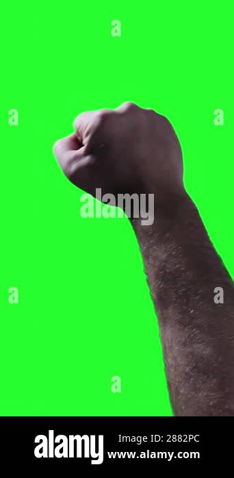 Vertical 4K Video of Male Hand Making Fist Gesture on Green Screen ...