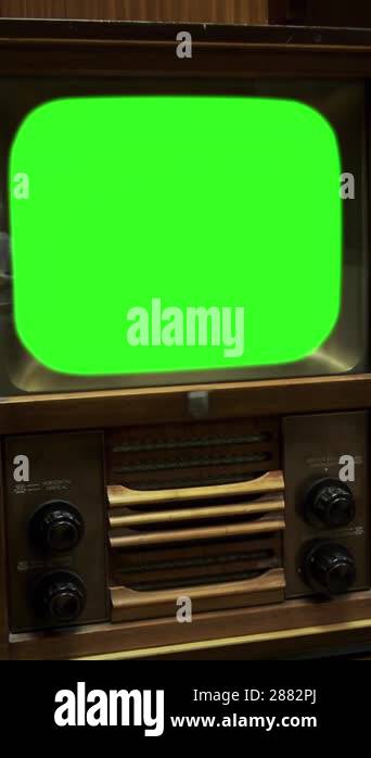 Antique Television from the 40s or 50s with Wooden Case Displaying ...