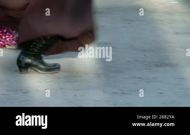 A Gaucho Stomping Dance Steps of an Argentine Folk Dance - Low Angle ...