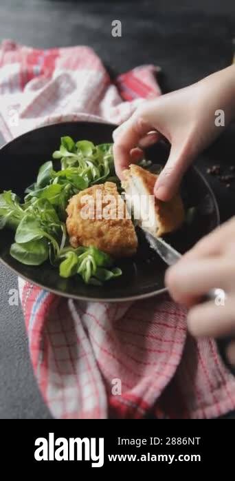 cutlet cordon bleu chicken meat, cheese, bacon meal snack on the table ...