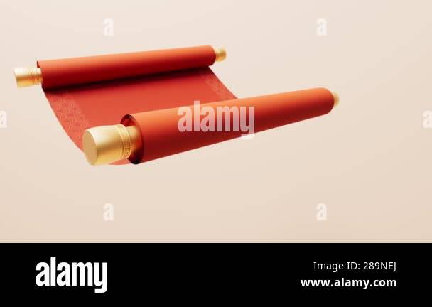 Blank Chinese ancient red reel banner, 3d rendering Stock Video Footage ...