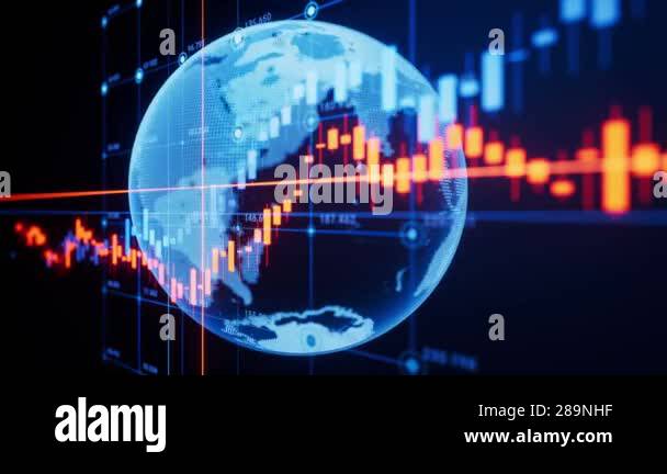 Statistical graph and virtual Earth with finance concept, 3d rendering Stock Video Footage - Alamy