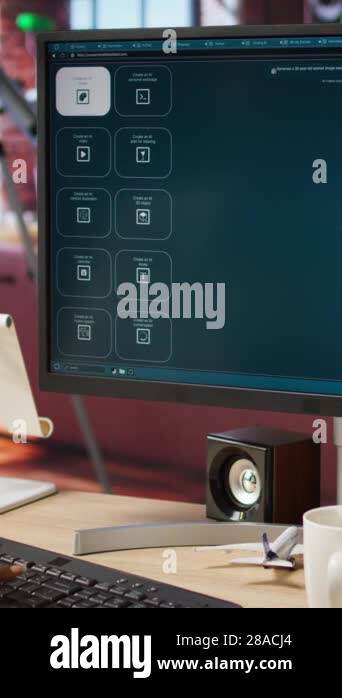 Vertical video Woman in apartment using AI software turning text prompt ...