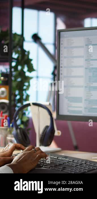Vertical Video Woman Feeling Worried While Looking At Ui On Pc Screen Having Trouble Executing