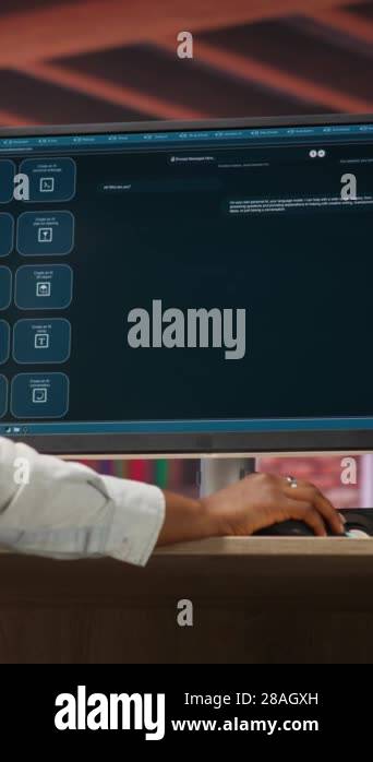 Vertical video Student at home using AI LLM chatbot software to get help with solving homework ...