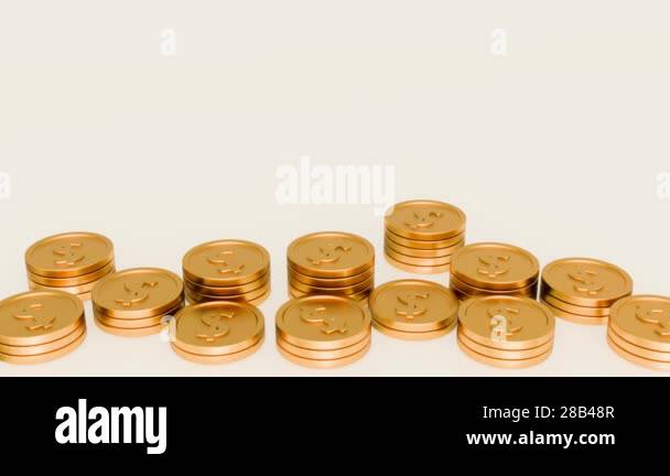 A 3d animation of wealth and prosperity, with stack of several small ...