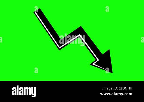 video animation black and white icon trend decrease concept, on a green chroma key background ...