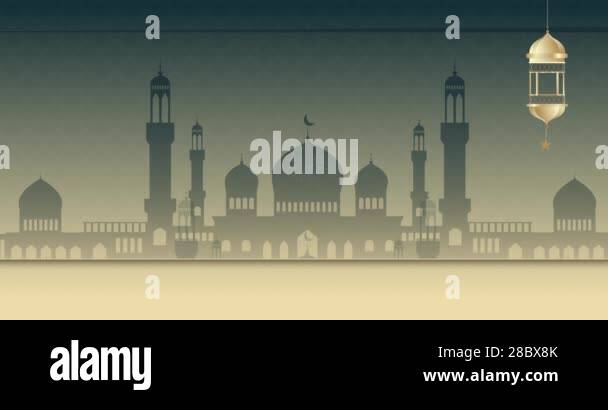 Luxury islamic background. Moving banner with silhouette of Muslim ...