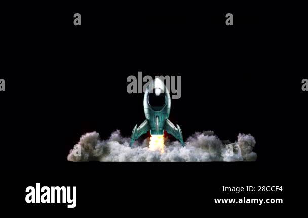 Alien spaceship launch 3d animation. Startup new business project. New ...