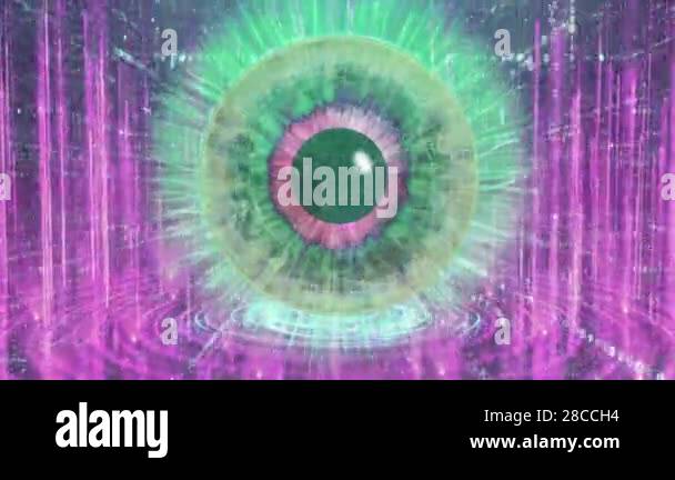 Detailed iris with dynamic psychedelic visuals. Motion graphics video ...