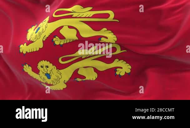 Close-up of of Normandy flag waving in the wind. Normandy is a region ...