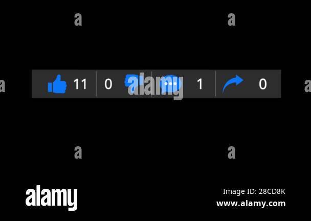 Social media interface of comments, followers, likes, notification. Numbers increase on ...