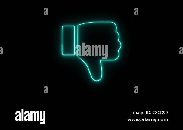 neon icon. thumb up. neon down symbol icon on a black background Stock ...